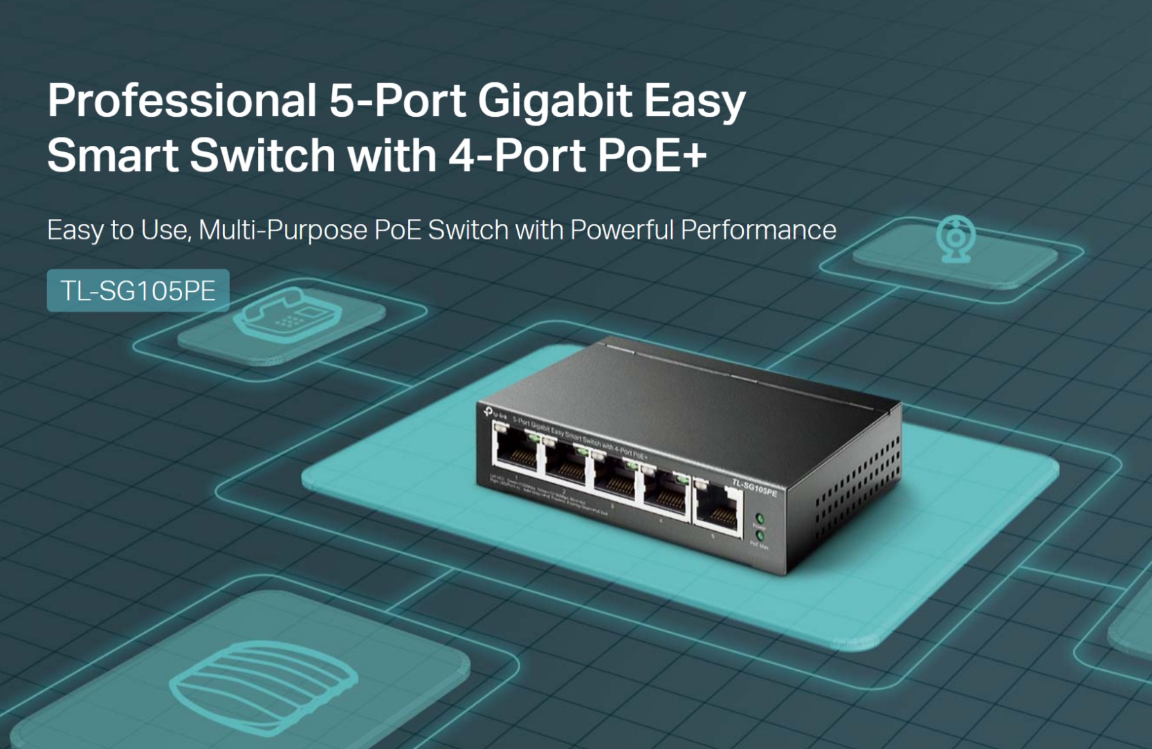TP-Link 5 Port Gigabit Easy SMART 120W / 65W PoE+ Desktop Network RJ45 ...