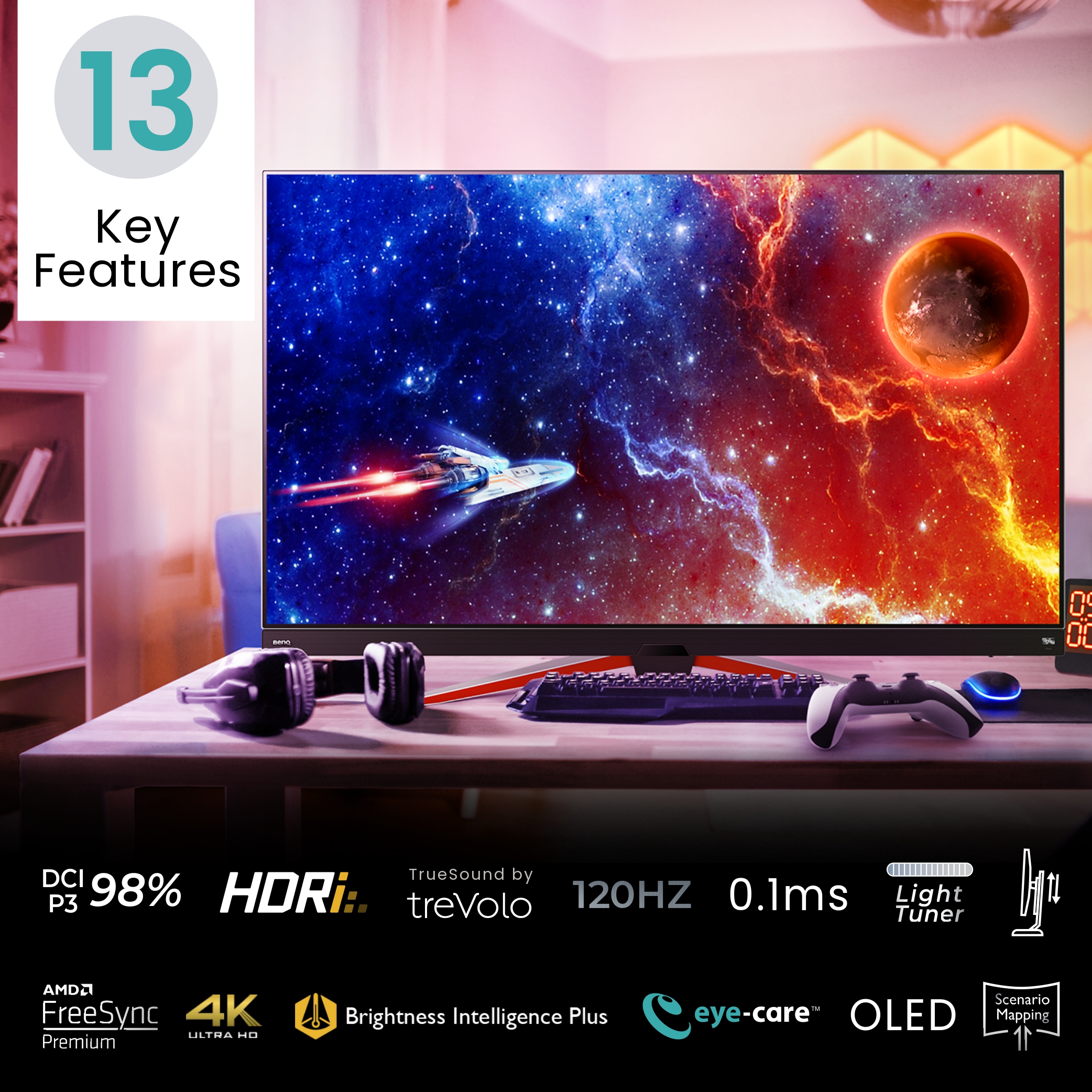 BenQ Mobiuz EX480UZ 3840x2160 4K 48" UHD OLED 120Hz 0.1ms FreeSync ...