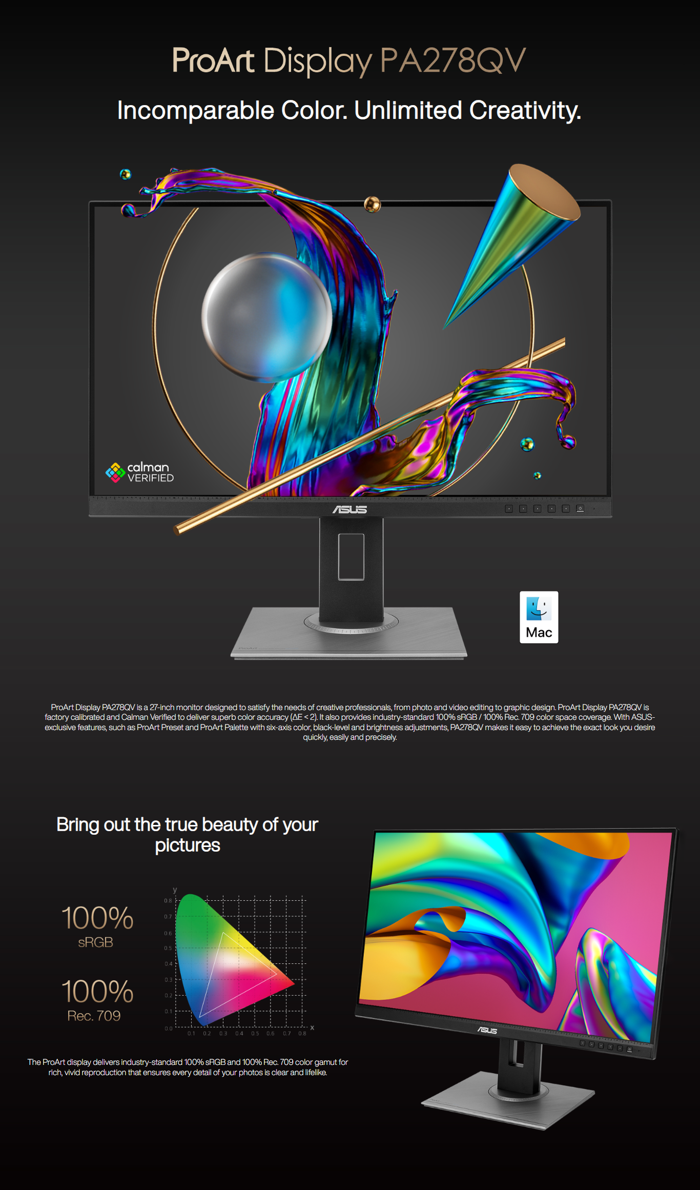 Asus ProArt PA278QV 27" WQHD 75Hz 5ms IPS Technology VESA Wall ...