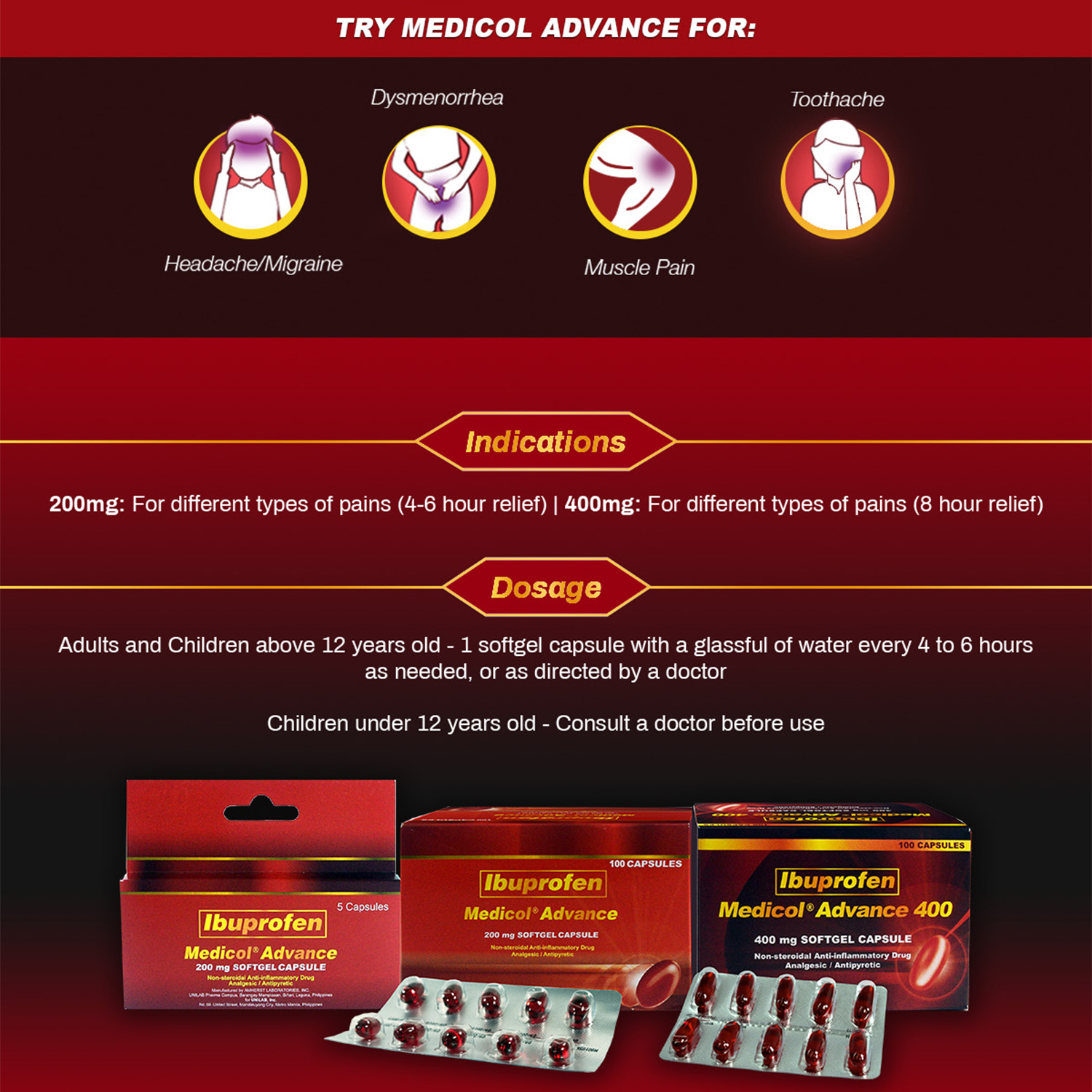 Unilab Medicol Advance 200 mg 5 capsules - Relief From Migraine ...