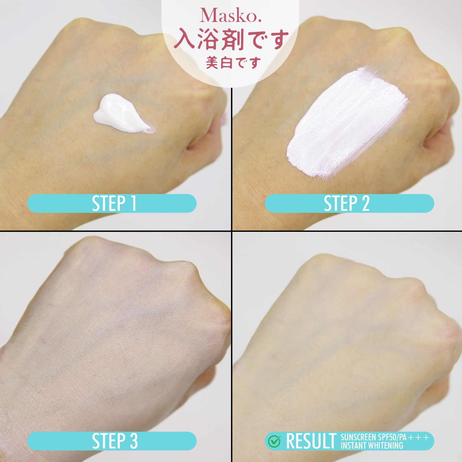 Masko Sunscreen SPF 50 Whitening Sunblock Cream Water Based Face Body ...