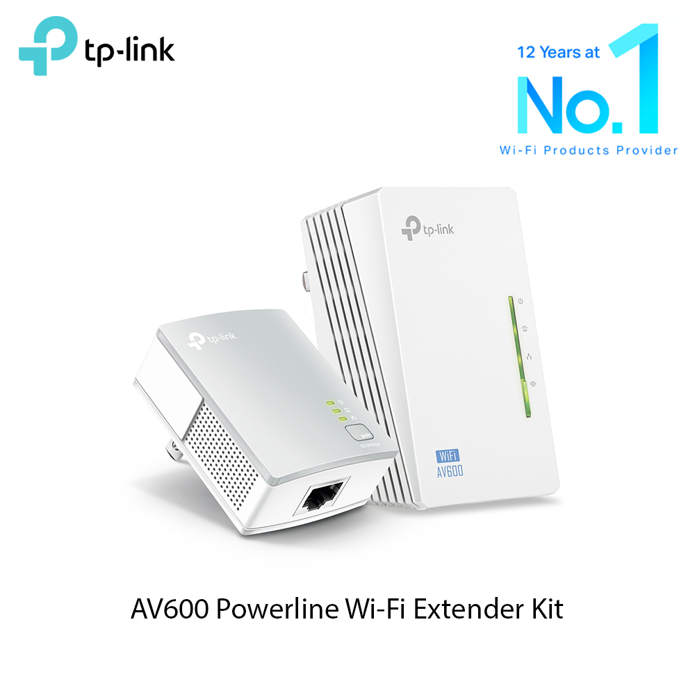 TP-Link TL-WPA4220 Kit 300Mbps AV600 Wi-Fi Powerline Extender Starter Kit w/ 600Mbps Powerline ...