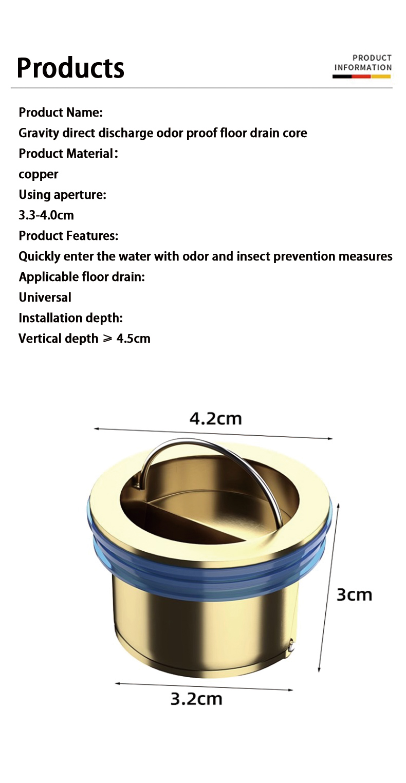 H&W Brass Floor Drain Deodorant Core Anti-smell Odor Anti-insect Sewer ...