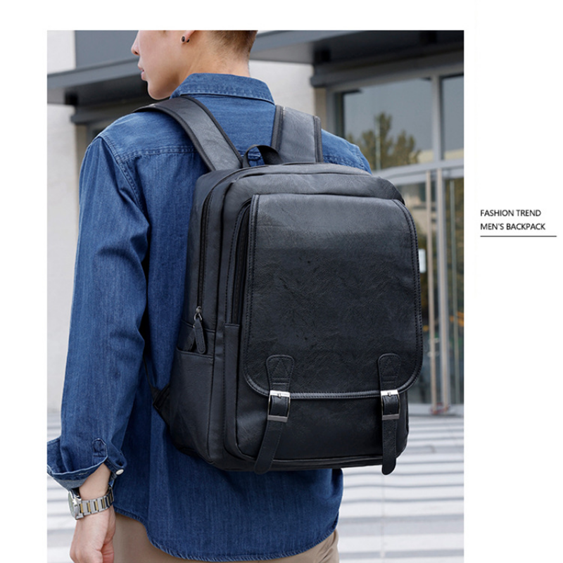 Men's Multifunctional Backpack High Quality PU Leather Laptop Backpack ...