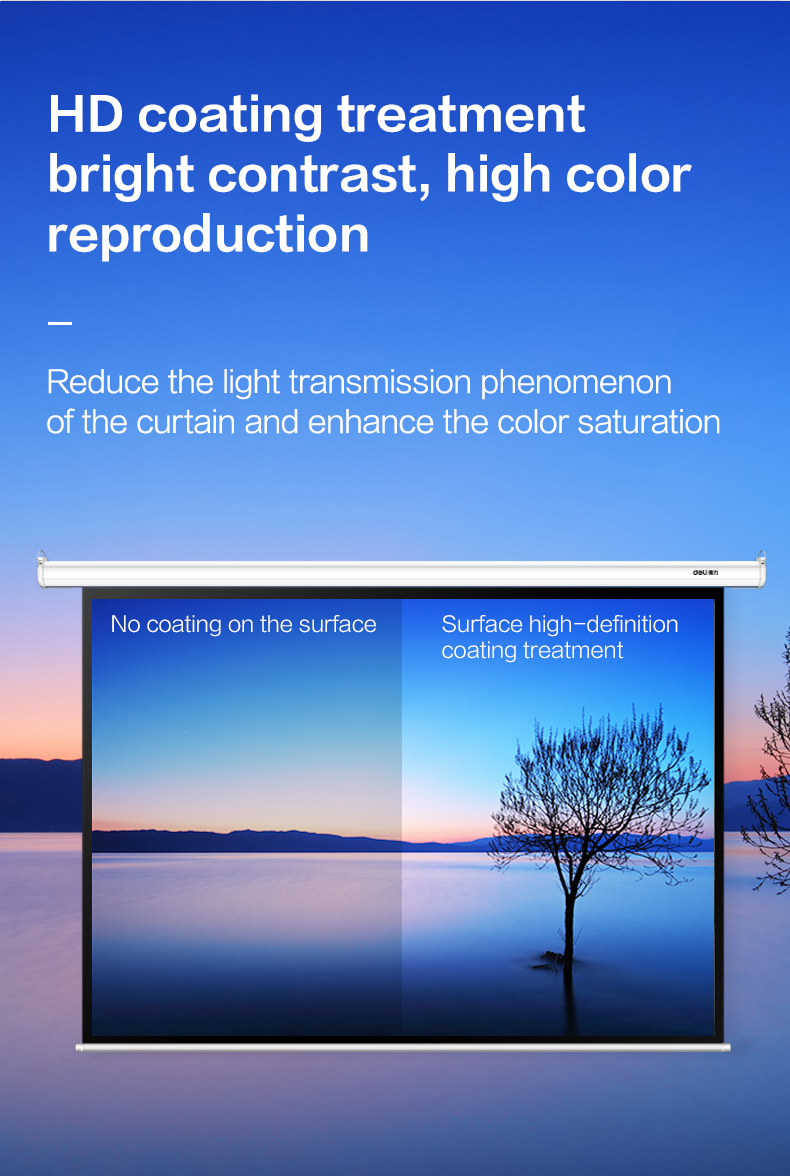 Deli Projection Screen Retractable Pull Down HD Projector White Screen ...