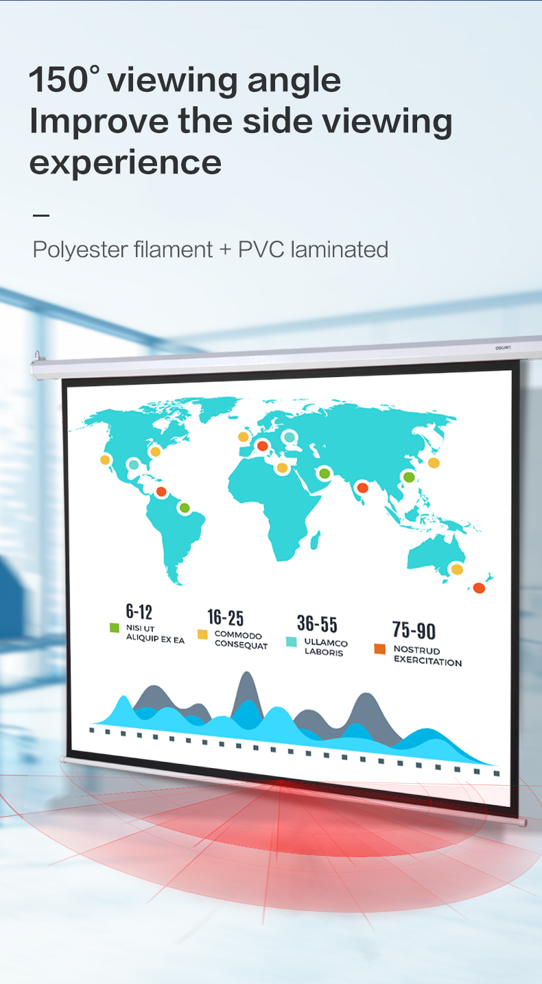 Deli Projection Screen Retractable Pull Down HD Projector White Screen ...