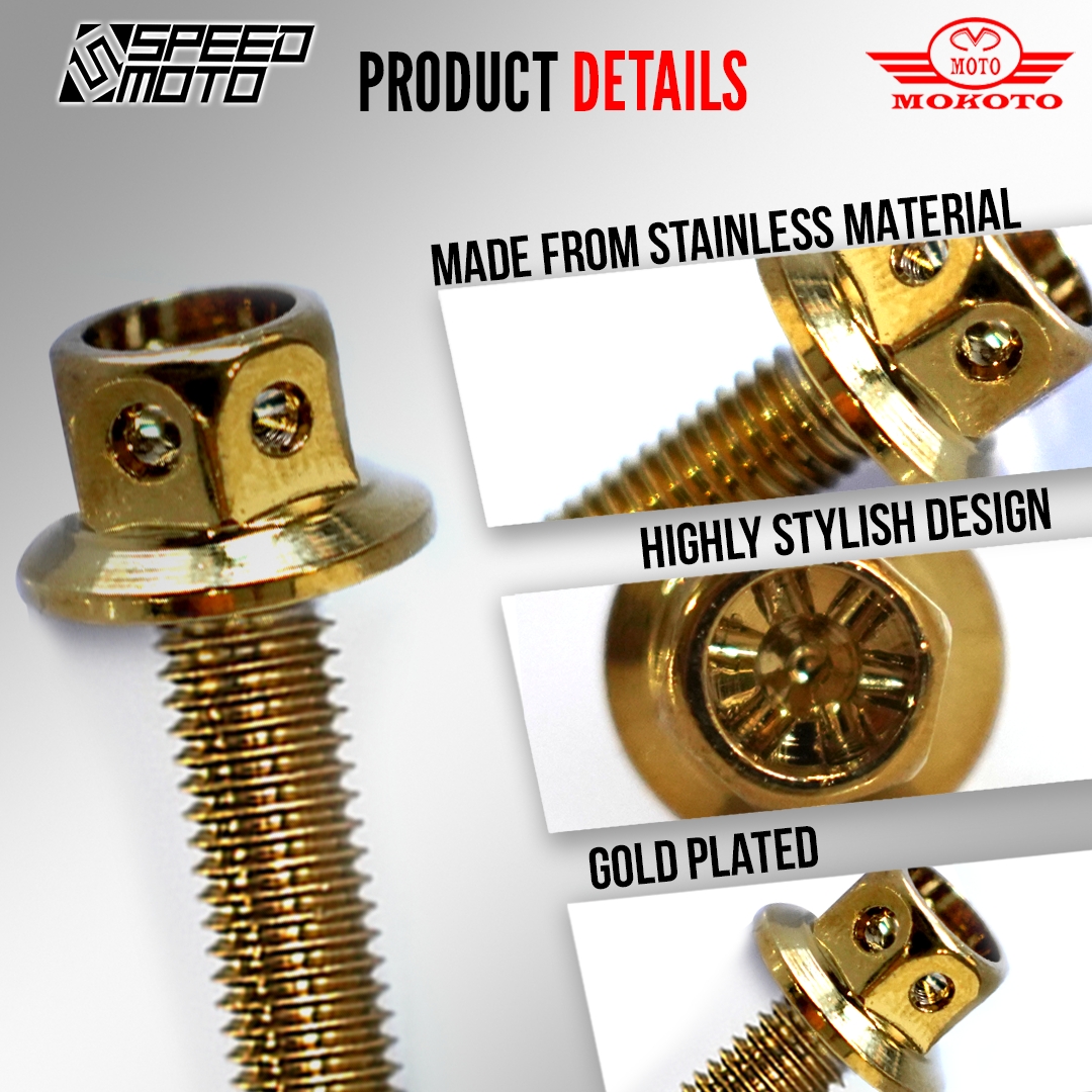 MOKOTO GOLD PLATED VISOR BOLTS FLOWER DESIGN FOR NMAX ADV AEROX AND PCX ...