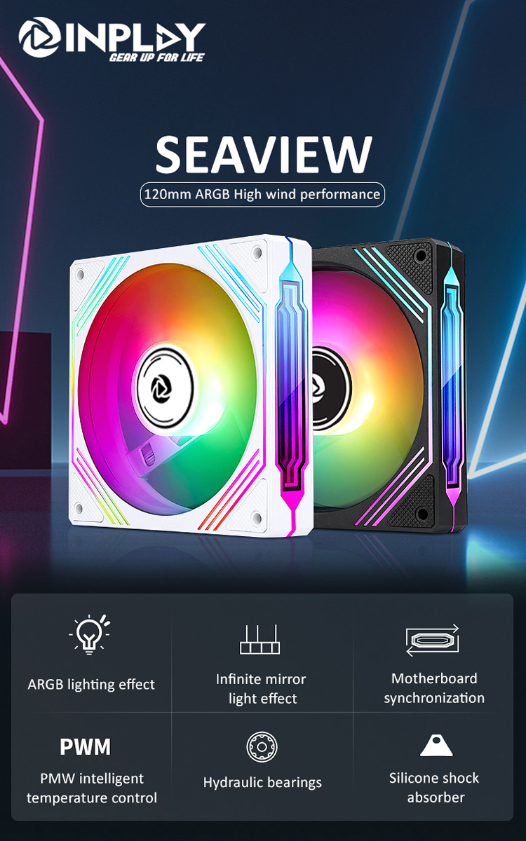 Inplay Openview X3 120MM ARGB Case Fan 6Pin Silent Computer Fan 1800RPM ...