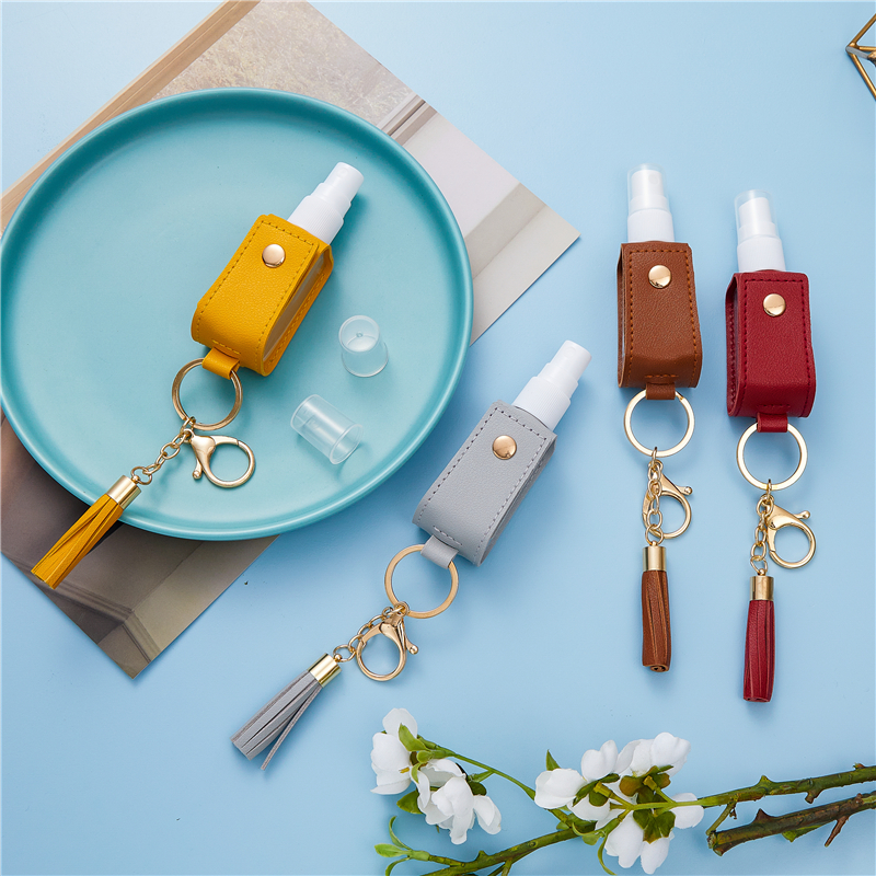 Portable Hand Sanitizer Holder Leather Key chain Various Colors ...