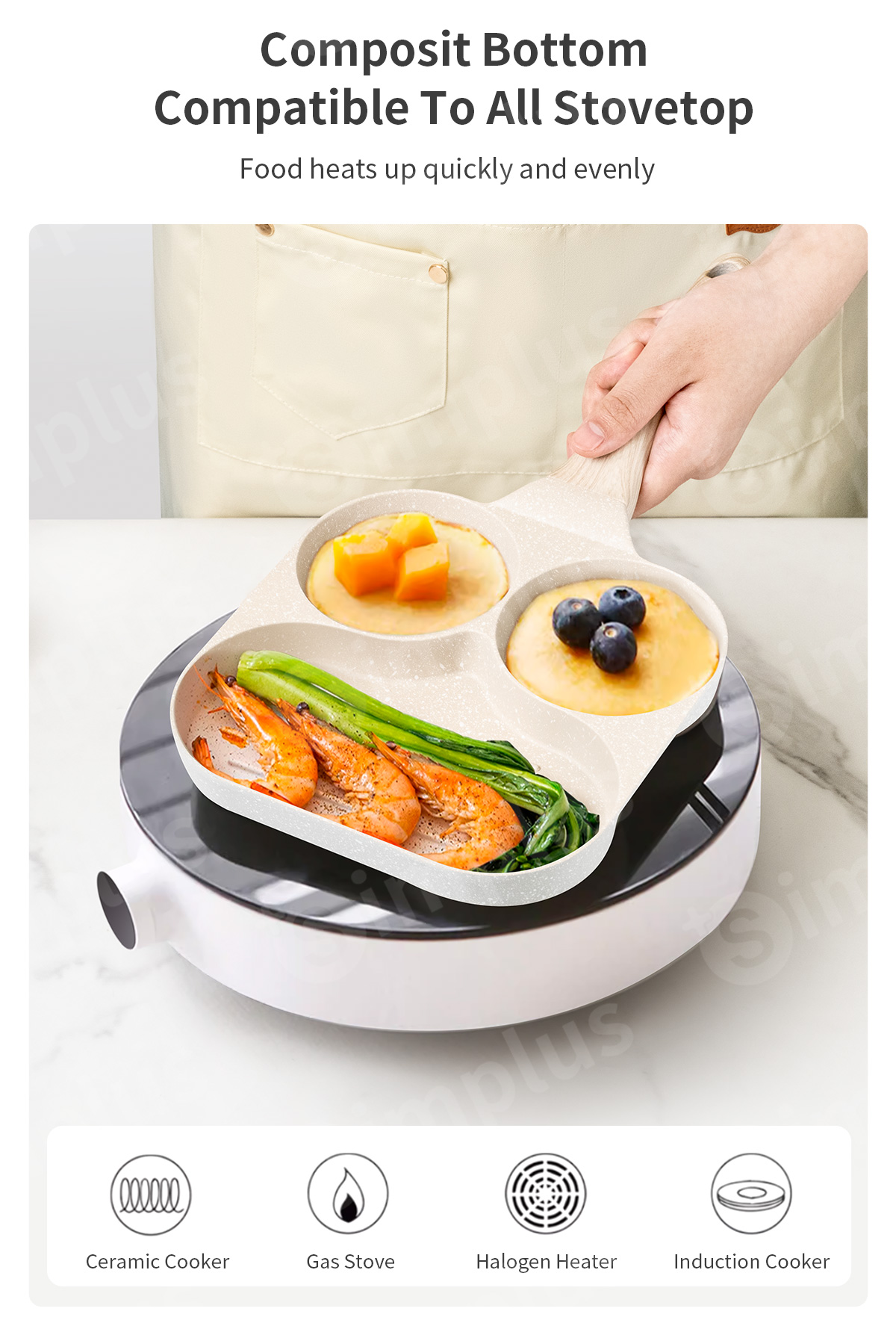 Simplus Egg Frying Pan Cookware Gas/Induction Stove 21cm Diameter ...