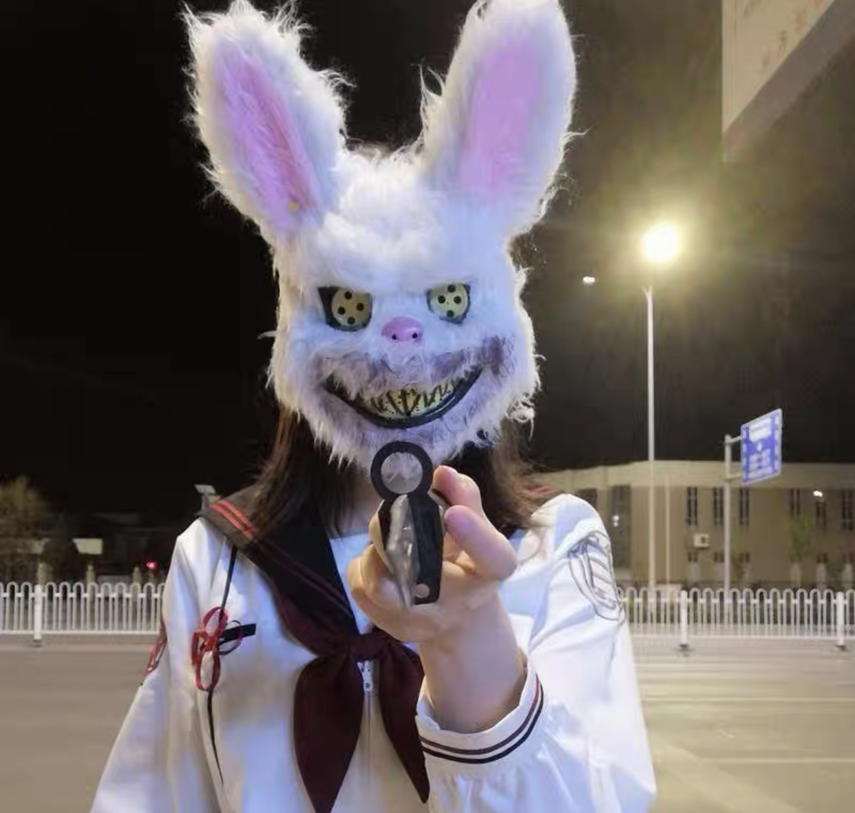 Halloween set_Plush Bloody Bear Rabbit Creepy Scary Mask Halloween ...