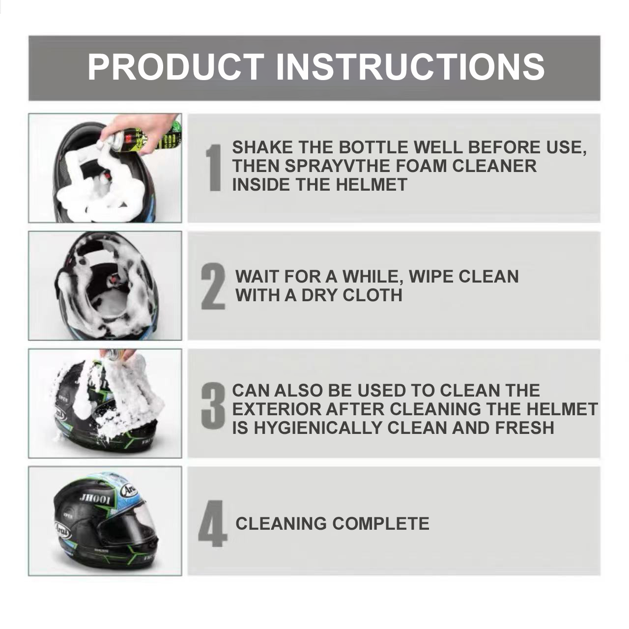 450ml Helmet Cleaner Lining Inner Tank Foam Sterilization Deodorization ...