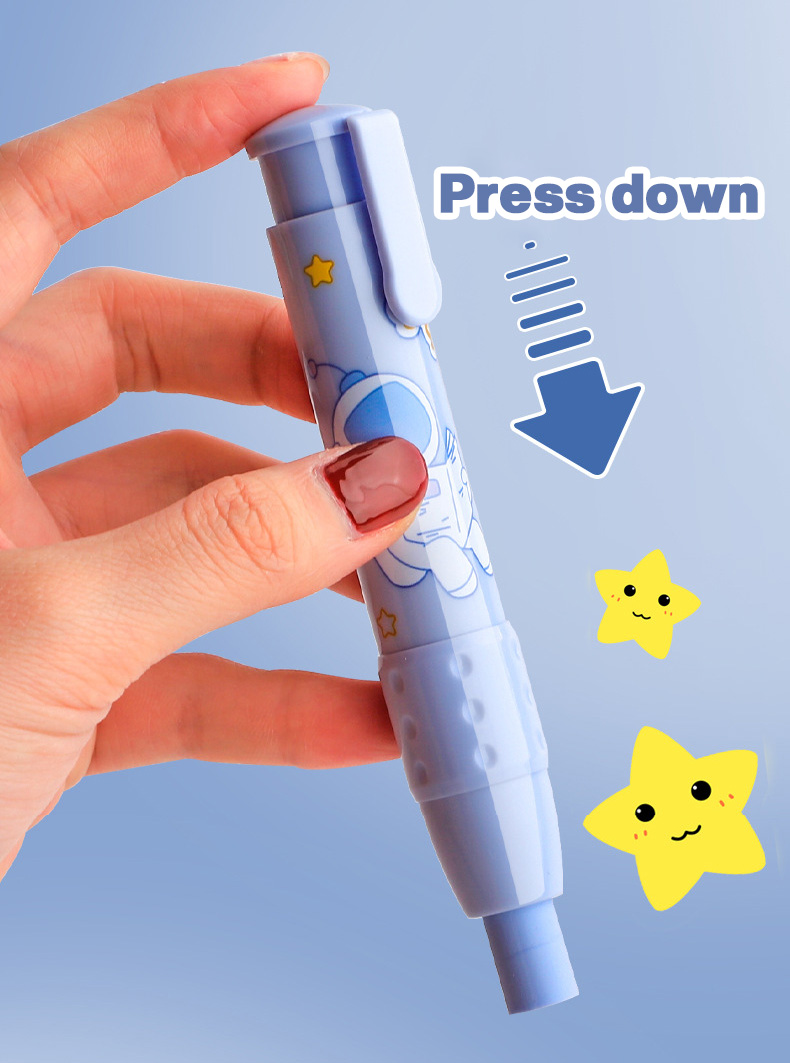 Cartoon Cute Eraser Retractable Pressable Eraser kid Pen Type Eraser ...