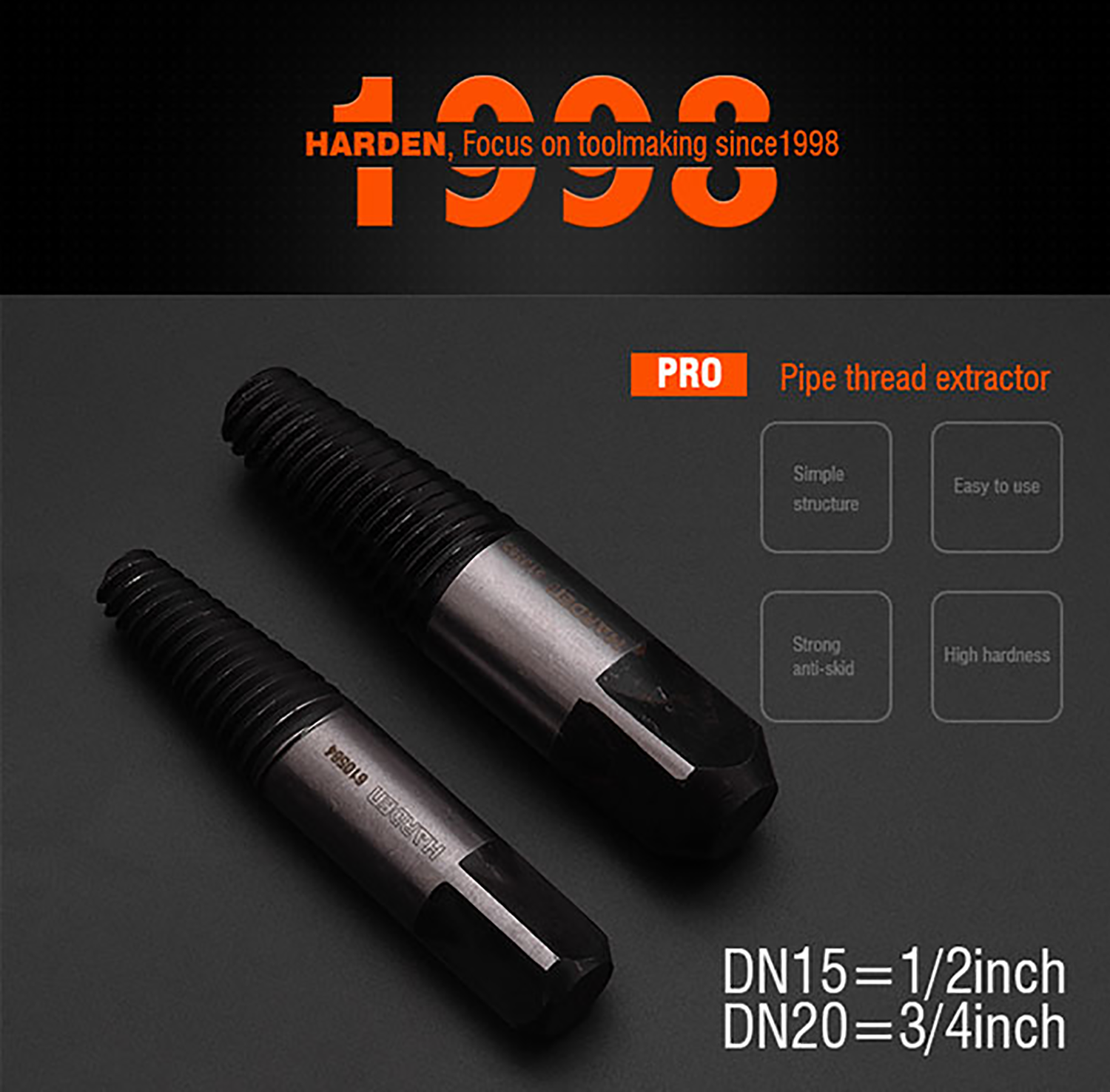 Harden DN15 / M25 - M35, DN20 / M35 - M50 Pipe Thread Extractor ...