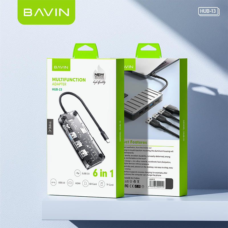 BAVIN I13 6 in 1 Universal USB HUB Adapter Plug and Play USB 3.0 Fast Data transmission No Delay ...