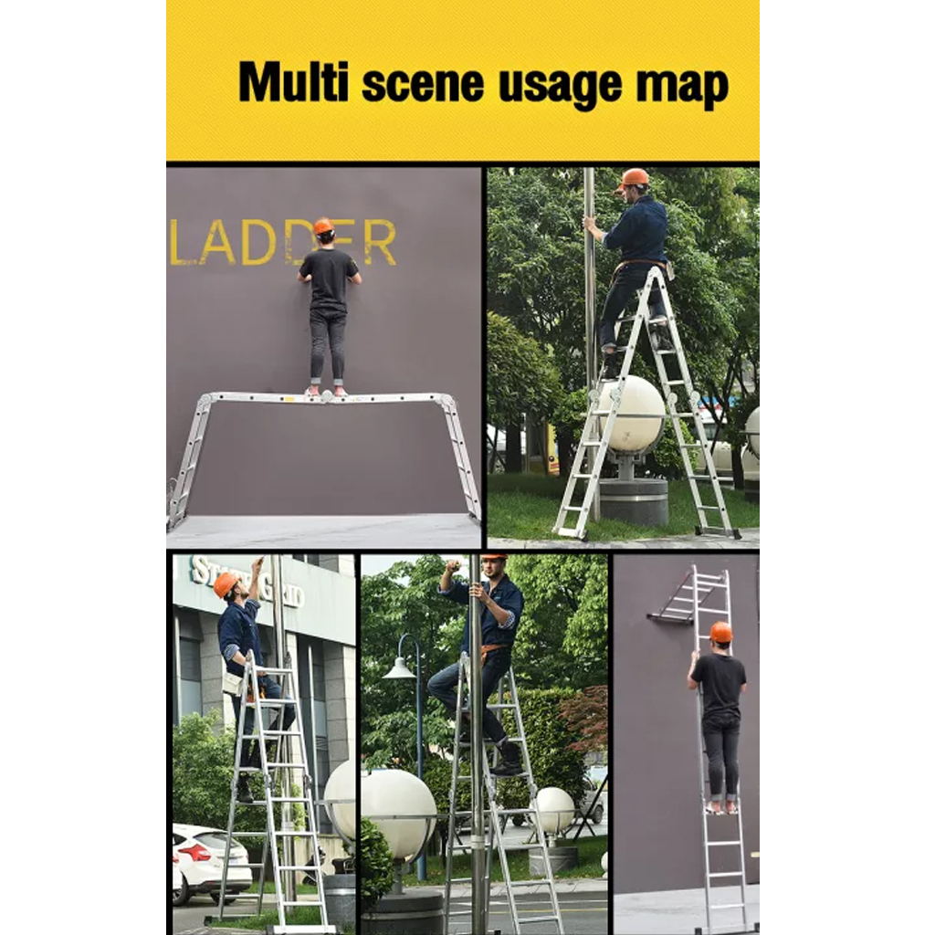 16FT Aluminum Multipurpose Ladder Folding Telescopic Extension Ladder ...