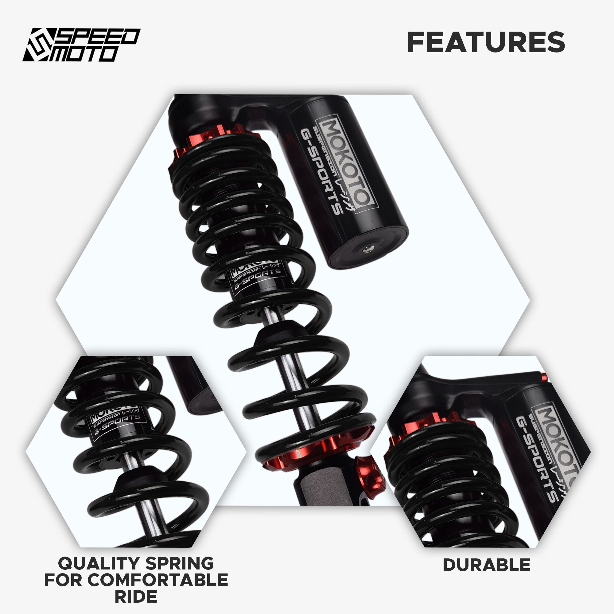 MOKOTO HONDA CLICK V1 V2 V3 REAR SHOCK GAS ABSORBER W/ BASO 330MM GOLD ...