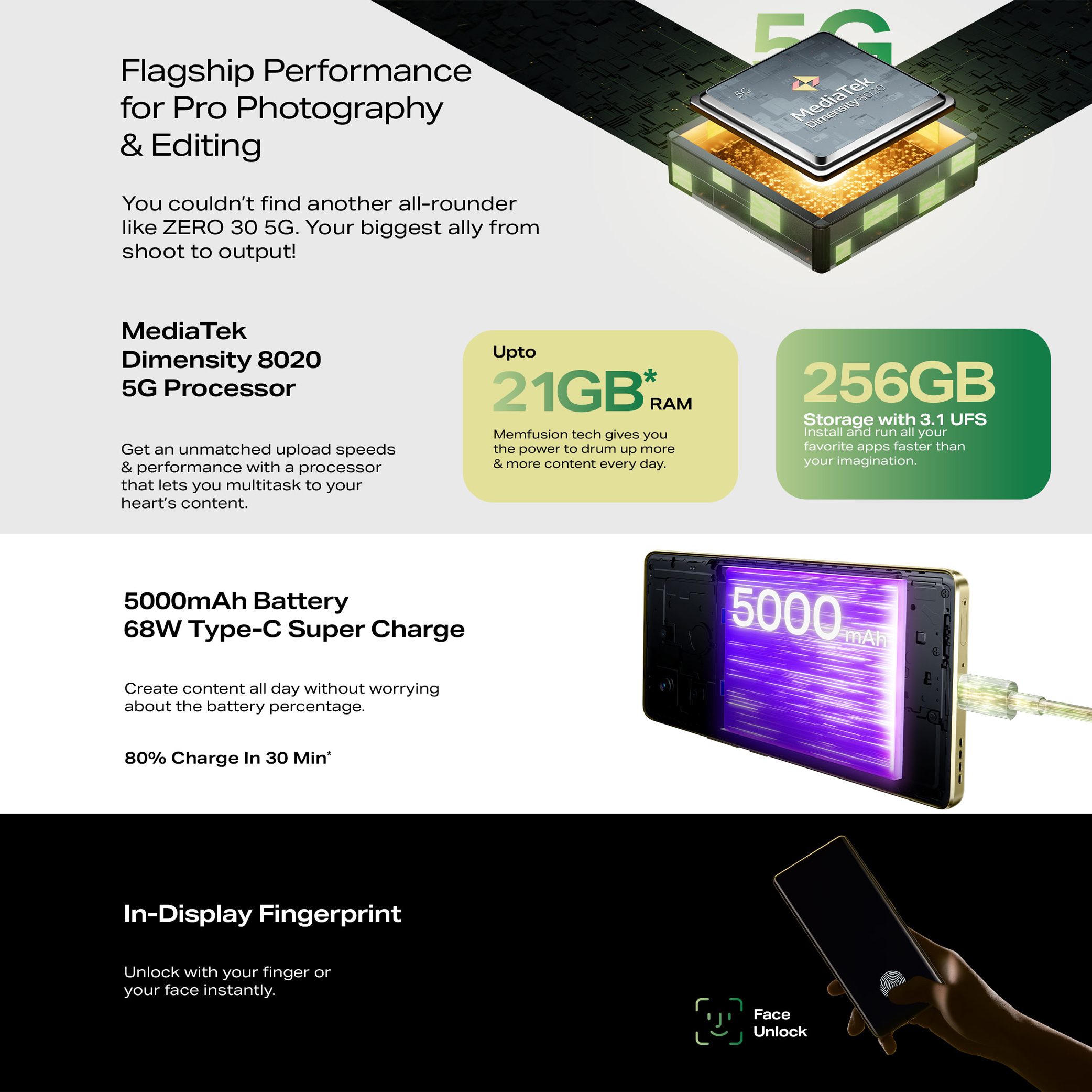 Infinix Zero 30 5G Smartphone | 12+9GB Extended RAM+256GB ROM | Dimensity 8020 Processor ...