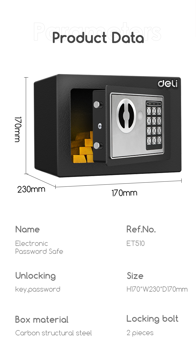 Deli Electronic Safe Deposit Box Password Digital Lock Safe Box For ...