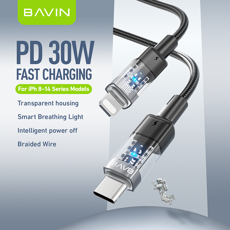 BAVIN CB296 60W PD Fast Charging Data Cable Transparent Design w/ 1m ...