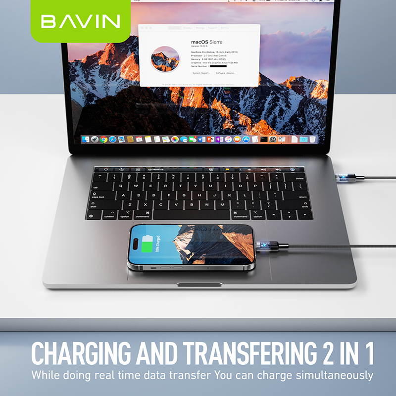 BAVIN CB296 60W PD Fast Charging Data Cable Transparent Design w/ 1m ...