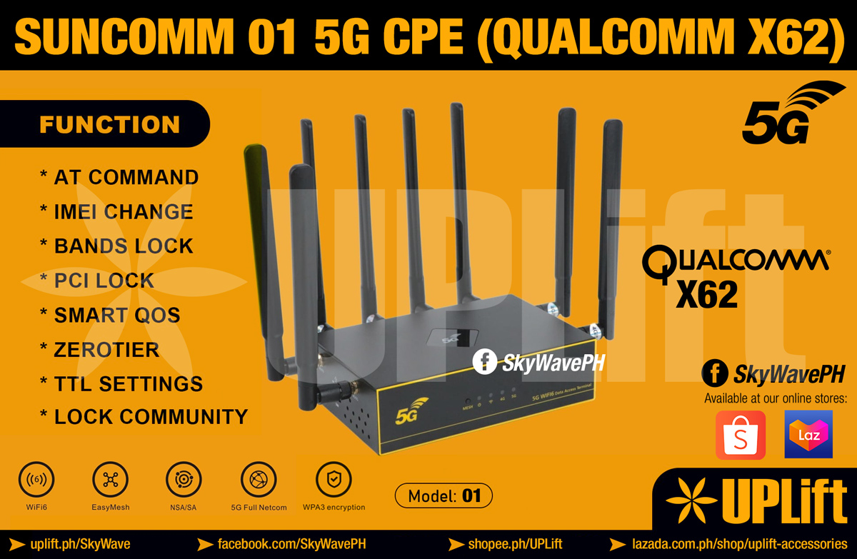 SUNCOMM 01 Industrial-Grade 5G CPE Qualcomm X62 Chipset SIM-Based for ...