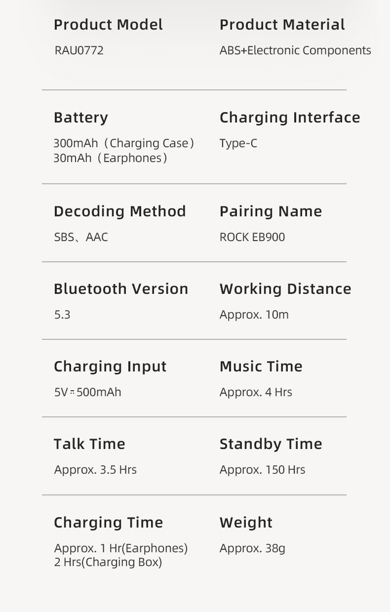 Rock Space EB900 True Wireless Earbuds Bluetooth 5.3 TWS Earphones ...