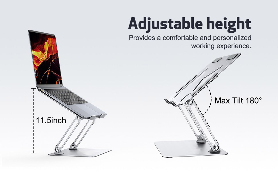 Meewoo Laptop Stand Adjustable Metal Laptop Riser Portable Laptop ...