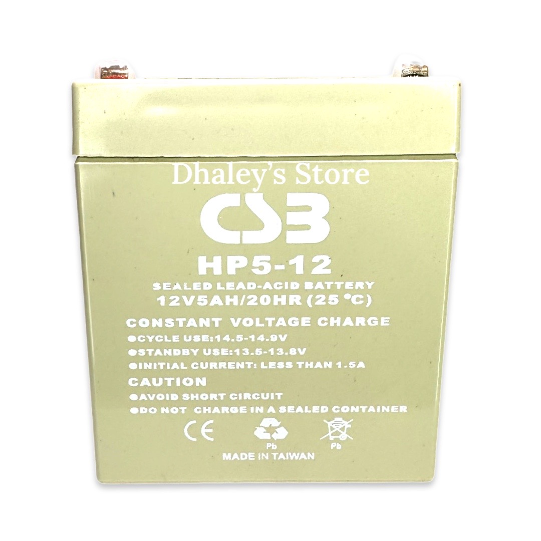CSB 12V Battery 12V 5AH / 20HR Rechargeable Battery Heavy Duty Made in ...