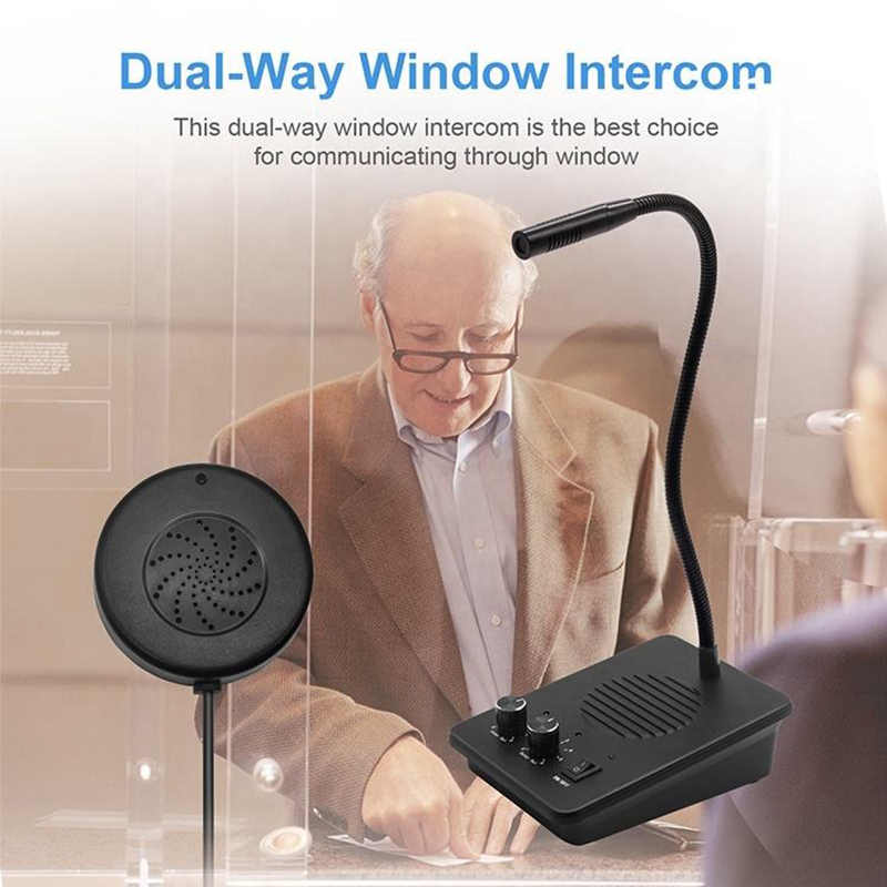 DAYTECH WI07 Two-Way Window Intercom System Glass PA Speaker and Microphone with Adjustable ...