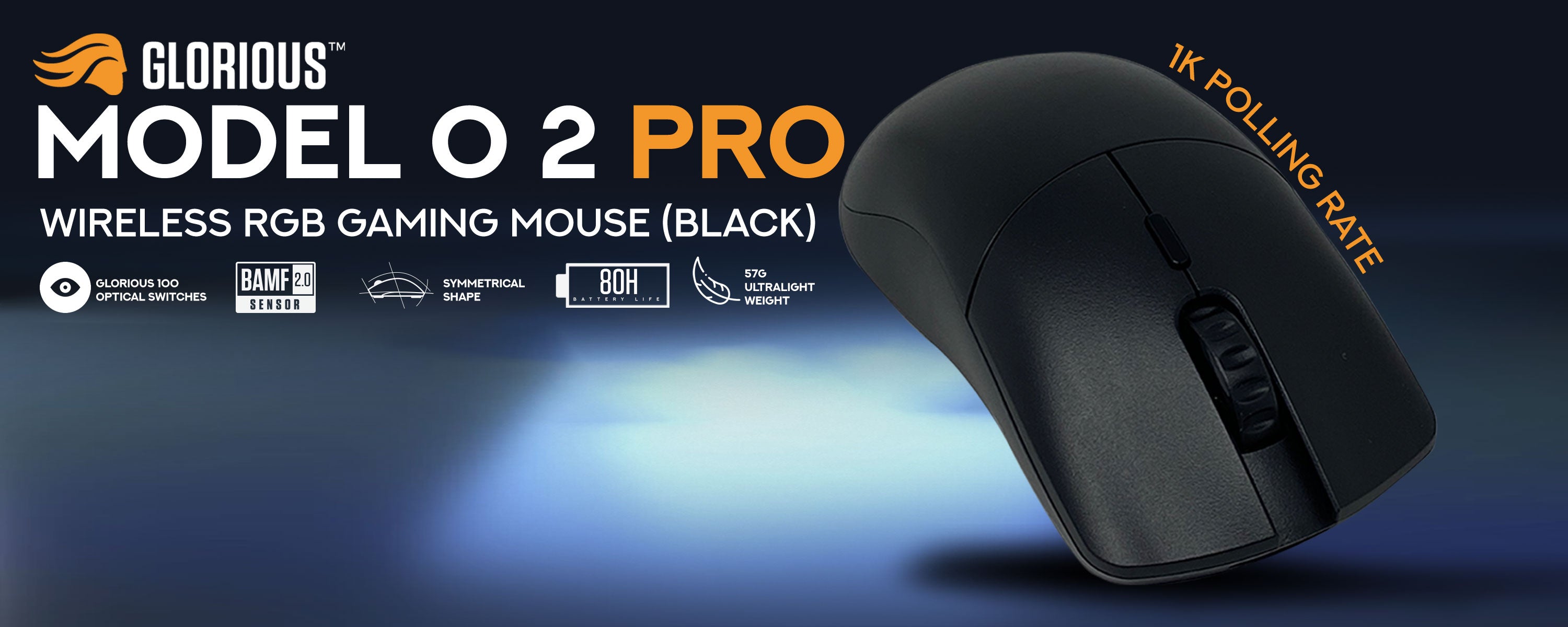 Glorious Model O 2 Pro 1K Polling Wireless RGB Gaming Mouse (Black ...