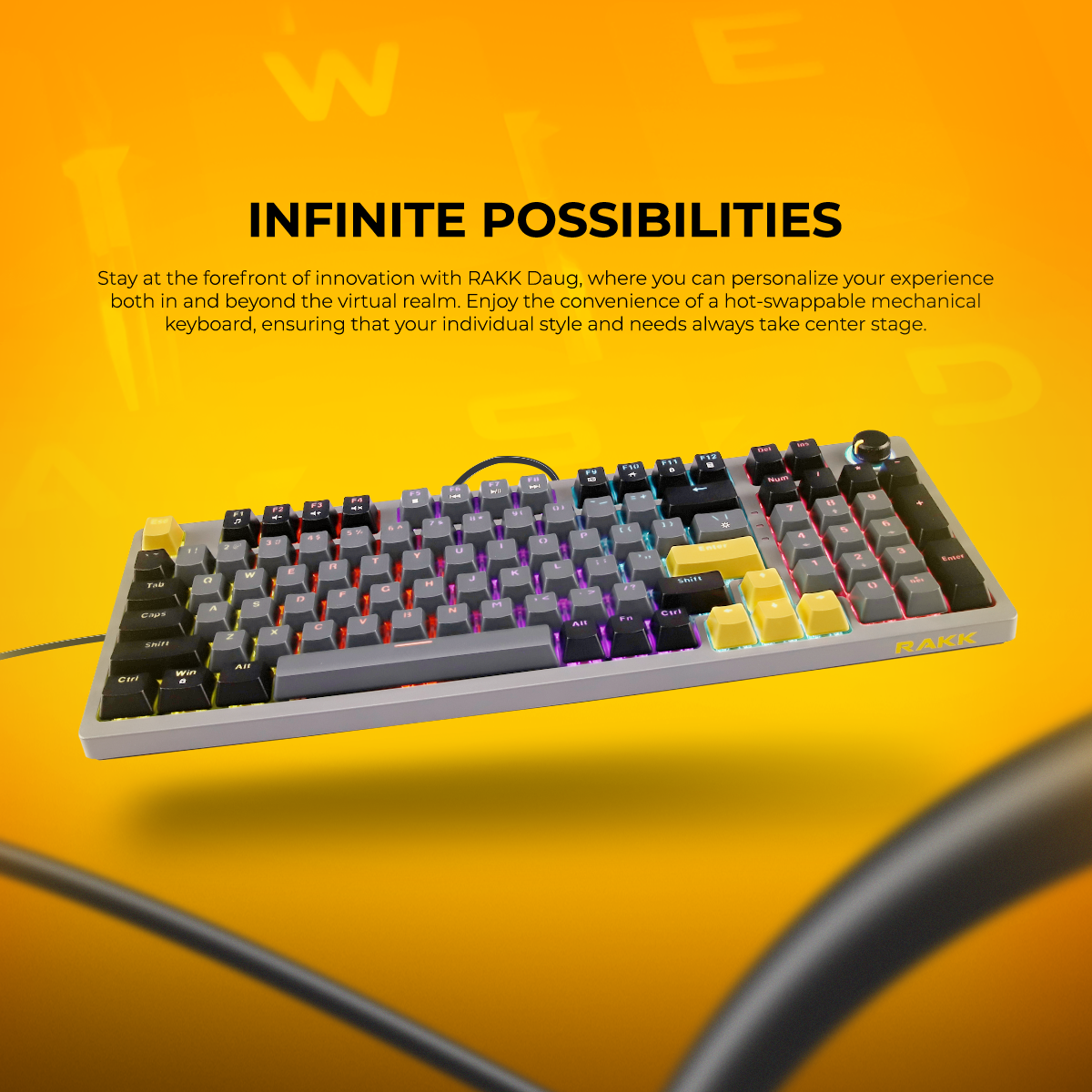 Rakk Daug 96 Keys Mechanical keyboard| Hotswappable| Yellow Switch ...