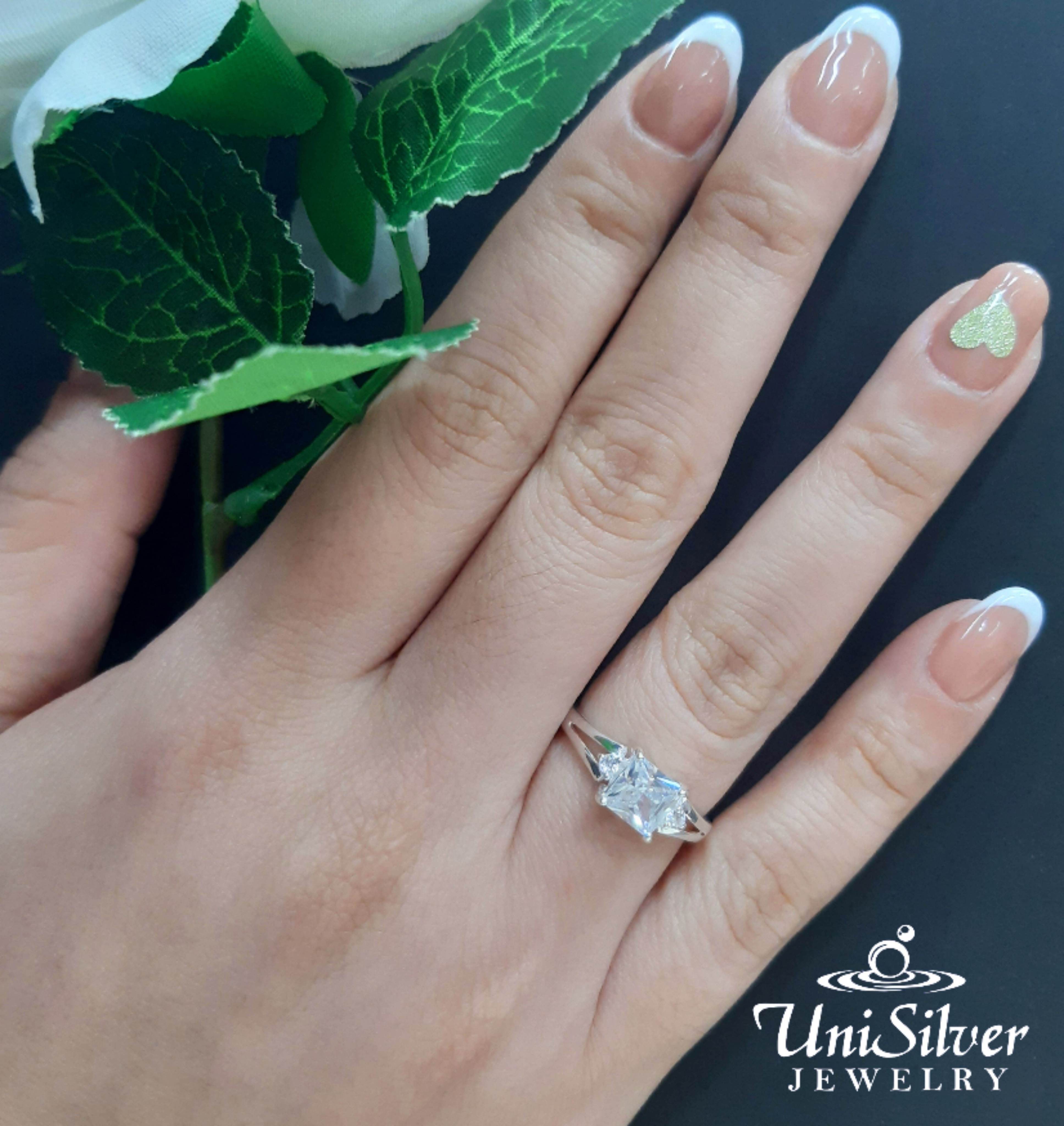 Unisilver 925 Sterling Silver Princess Cut Engagement (RS550-1001 ...
