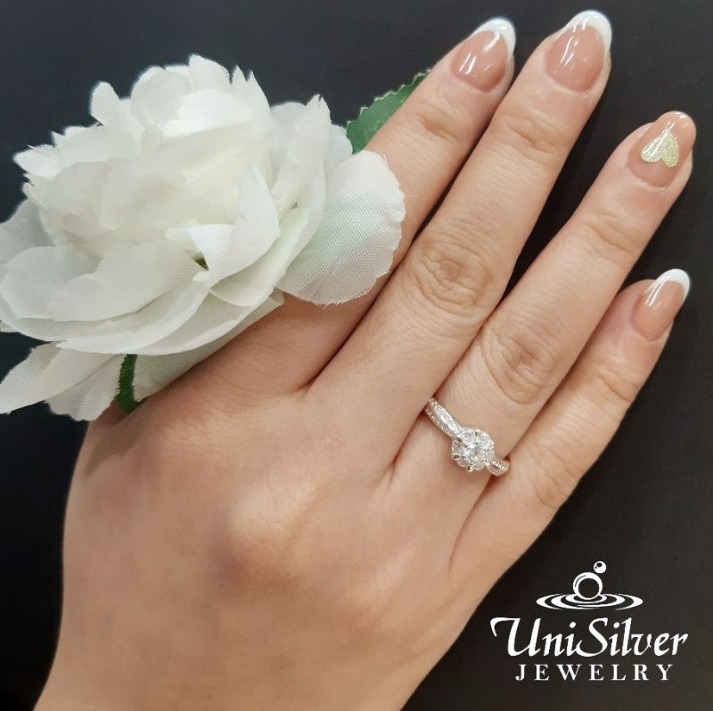 Unisilver 925 Sterling Silver Lady's Flower Ring (RS563-1001) | Shopee ...