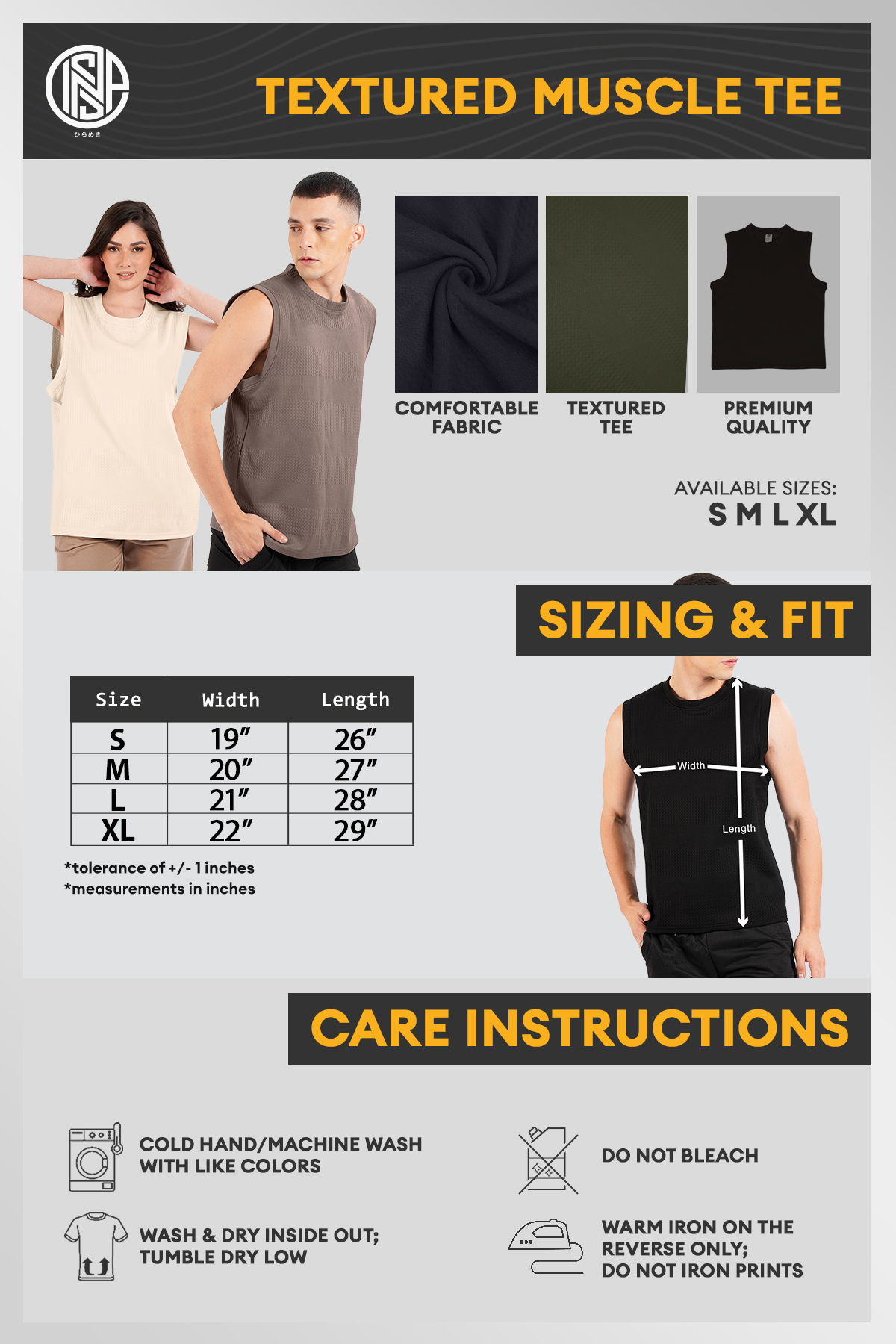 INSPI Textured Muscle Tee Collection For Men Sleeveless Tank Top Sando ...