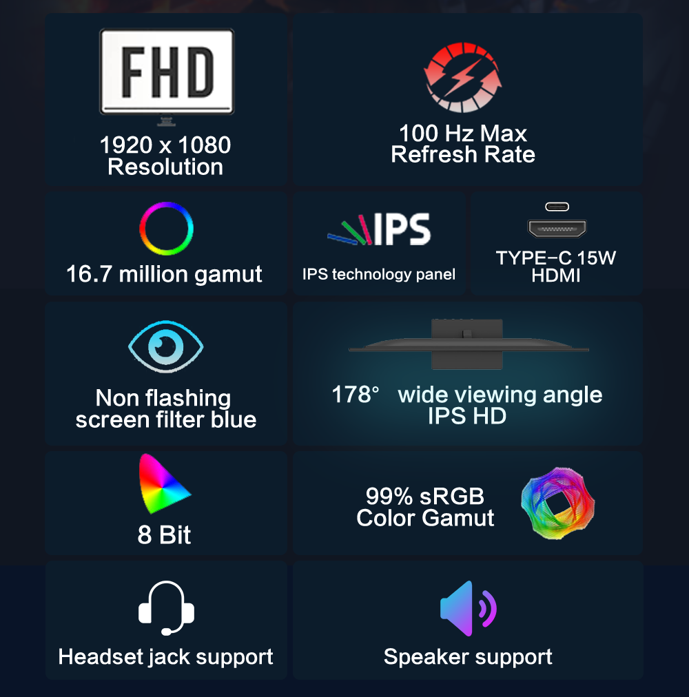 Nvision 25" IPS Monitor 100HZ FHD Build-in Speaker With Type-C 15W Port ...