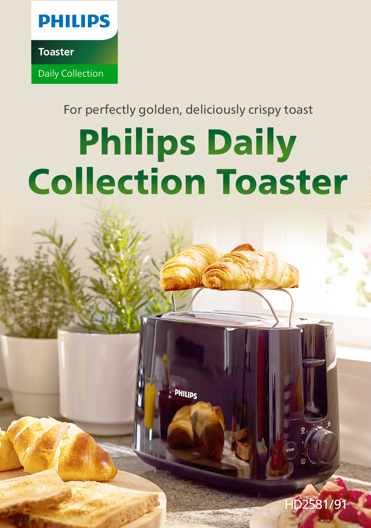 PHILIPS Toaster Two Large Variable Slot With 8 Settings and Integrated ...
