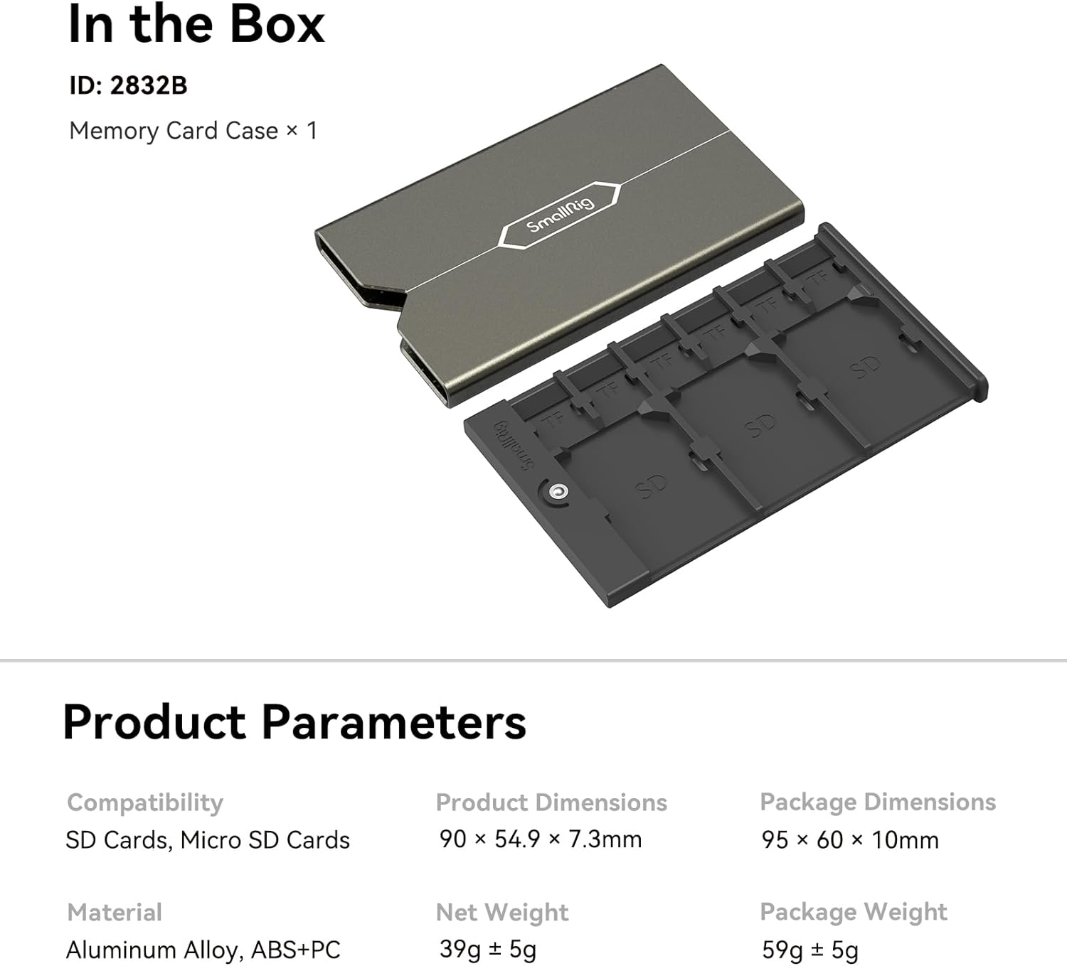 SmallRig Slim Memory Card Storage Case Holder with Sim Card, Tray Pin ...