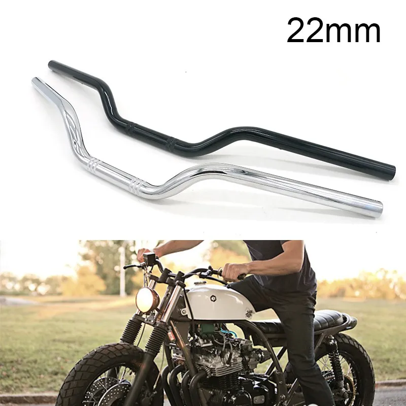 22MM Universal Motorcycle Refit Handlebar Retro Black Modified Handle ...