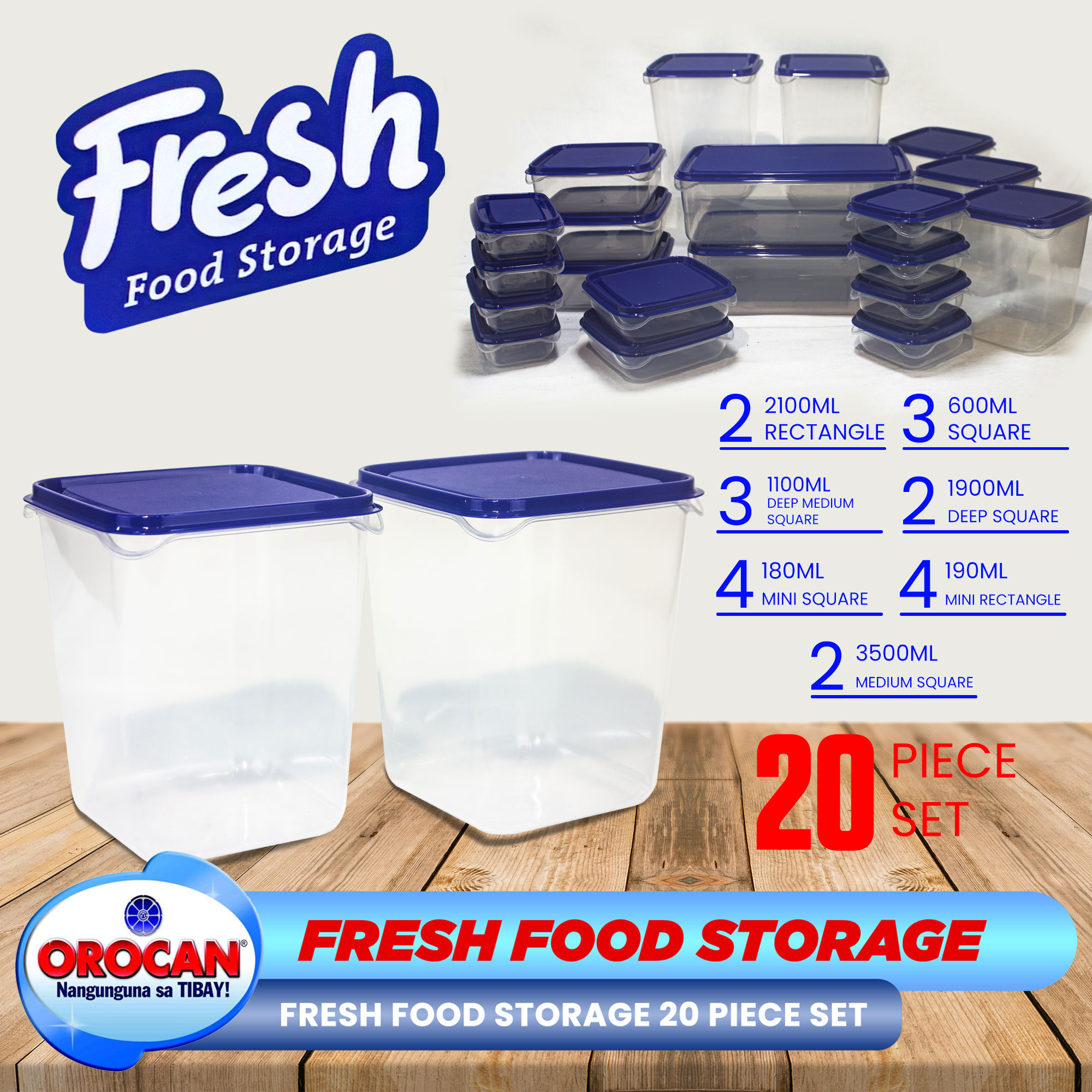 OROCAN Cucina Uno FRESH FOOD STORAGE 20 PIECE SET | Shopee Philippines