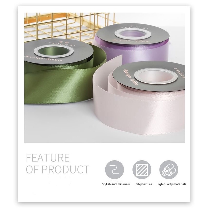 6mm (25 yards/roll) Satin Ribbon Roll Gift Packaging Ribbon Flower ...