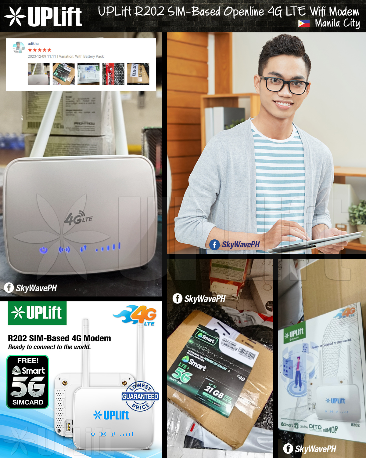 New! UPLift R202 4G CPE Wifi Modem SIM-Based for All Networks with Band Selection New Hyperwave ...