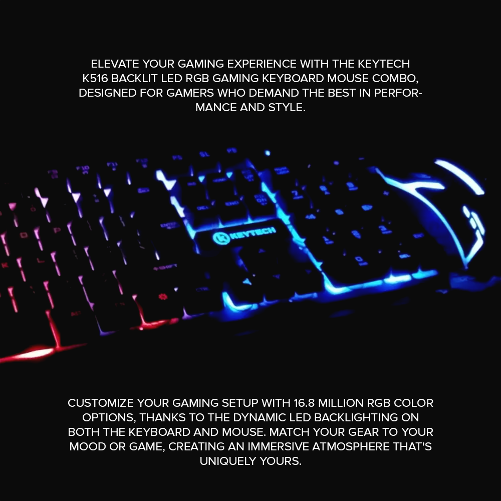 EasyPC| Keytech K-516 Gaming Keyboard and Mouse| Black | Shopee Philippines