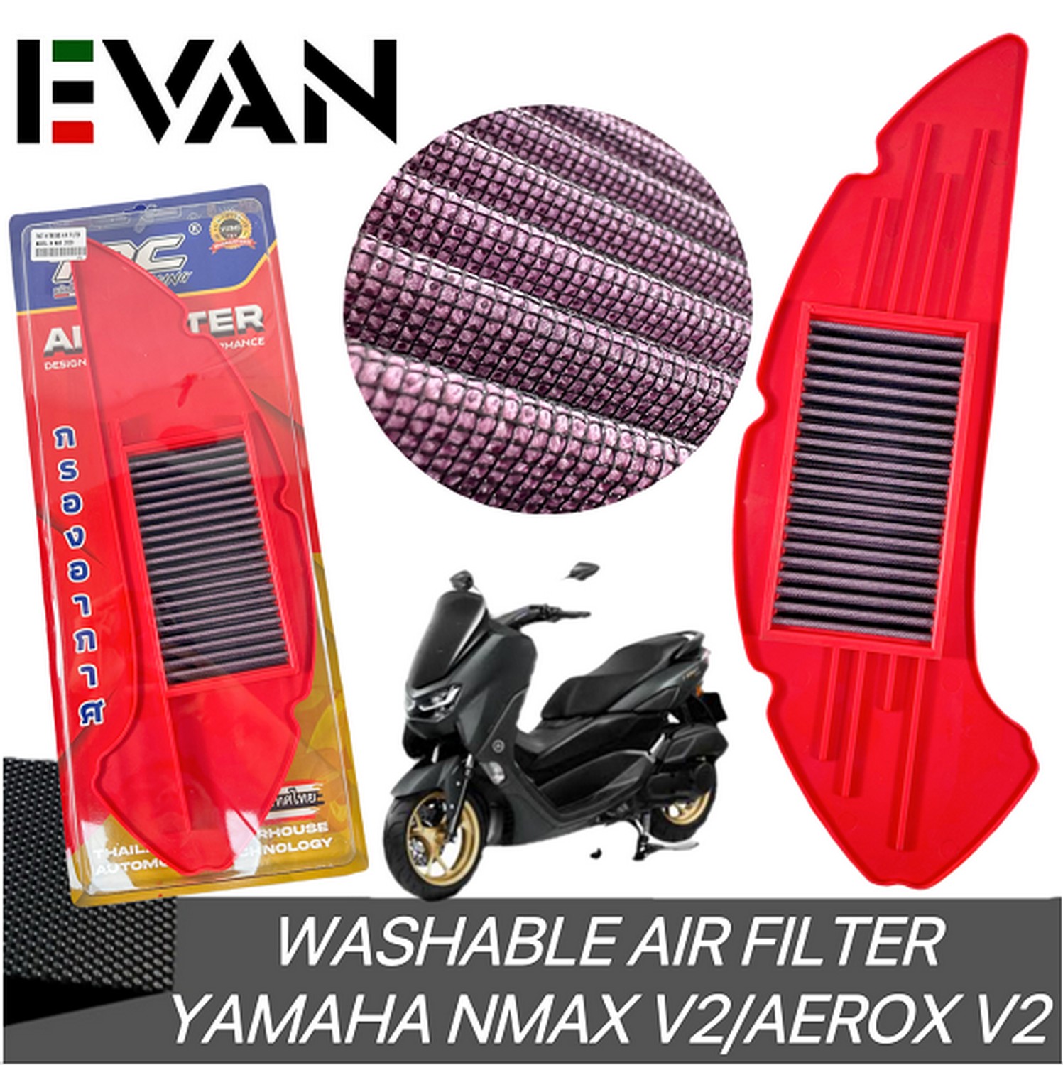 Washable Air Filter Cleaner FOR Nmax/Aerox/Pcx/Adv/Raider Fi/Beat Fi ...