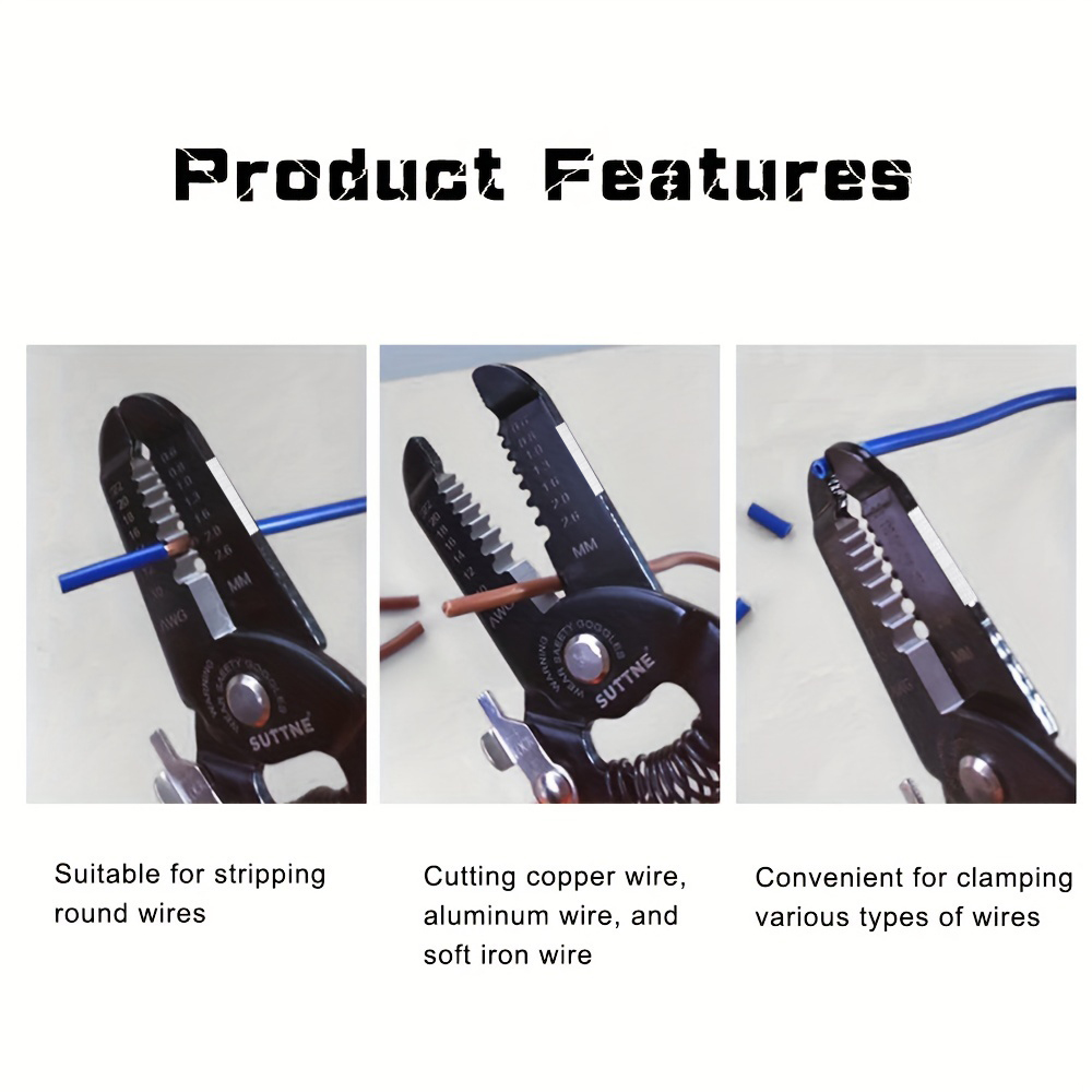 10-22 AWG 7-In-1 Wire Stripper Cutter Wire Stripping Tool And Multi ...