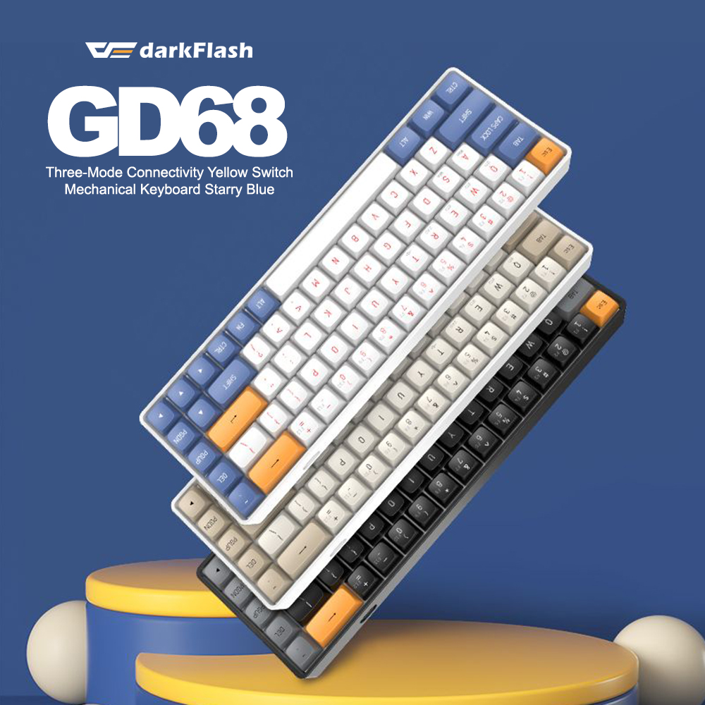 EasyPC| DarkFlash GD68 Mechanical Keyboard Brown Sugar/ Starry Blue Three-Mode| Yellow Switch ...