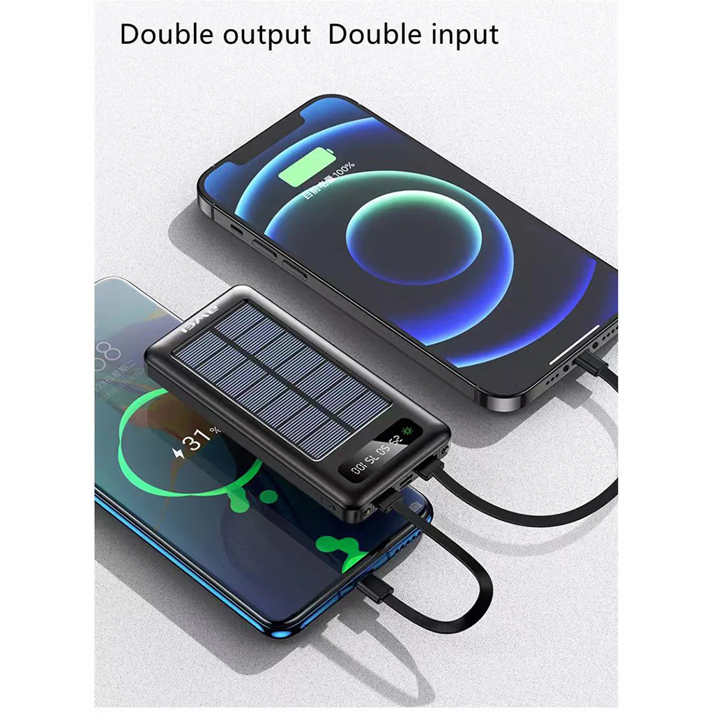 Awei P129K 10,000mAh Power Bank Multi-Output Solar Powerbank Fast ...