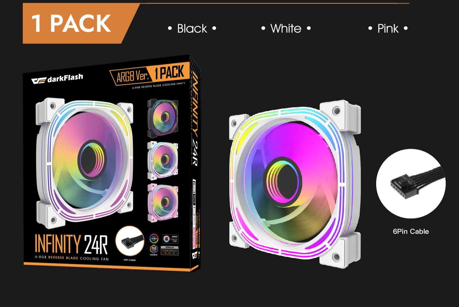 Itw | darkFlash Infinity 24R A-RGB Reverse Blade Cooling Single Fan ...