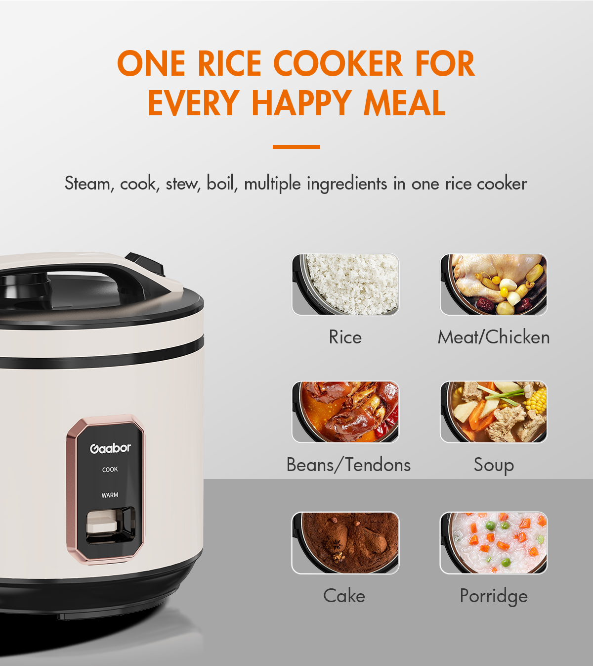 Gaabor Rice Cooker Multi-Functional Menu Modern Design Accurate ...