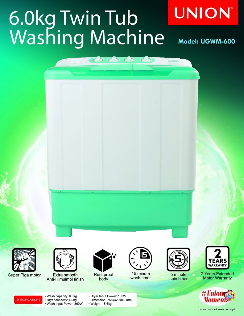 Union UGWM-600 6.0kg Labamatic Twin Tub Washing Machine | Shopee ...